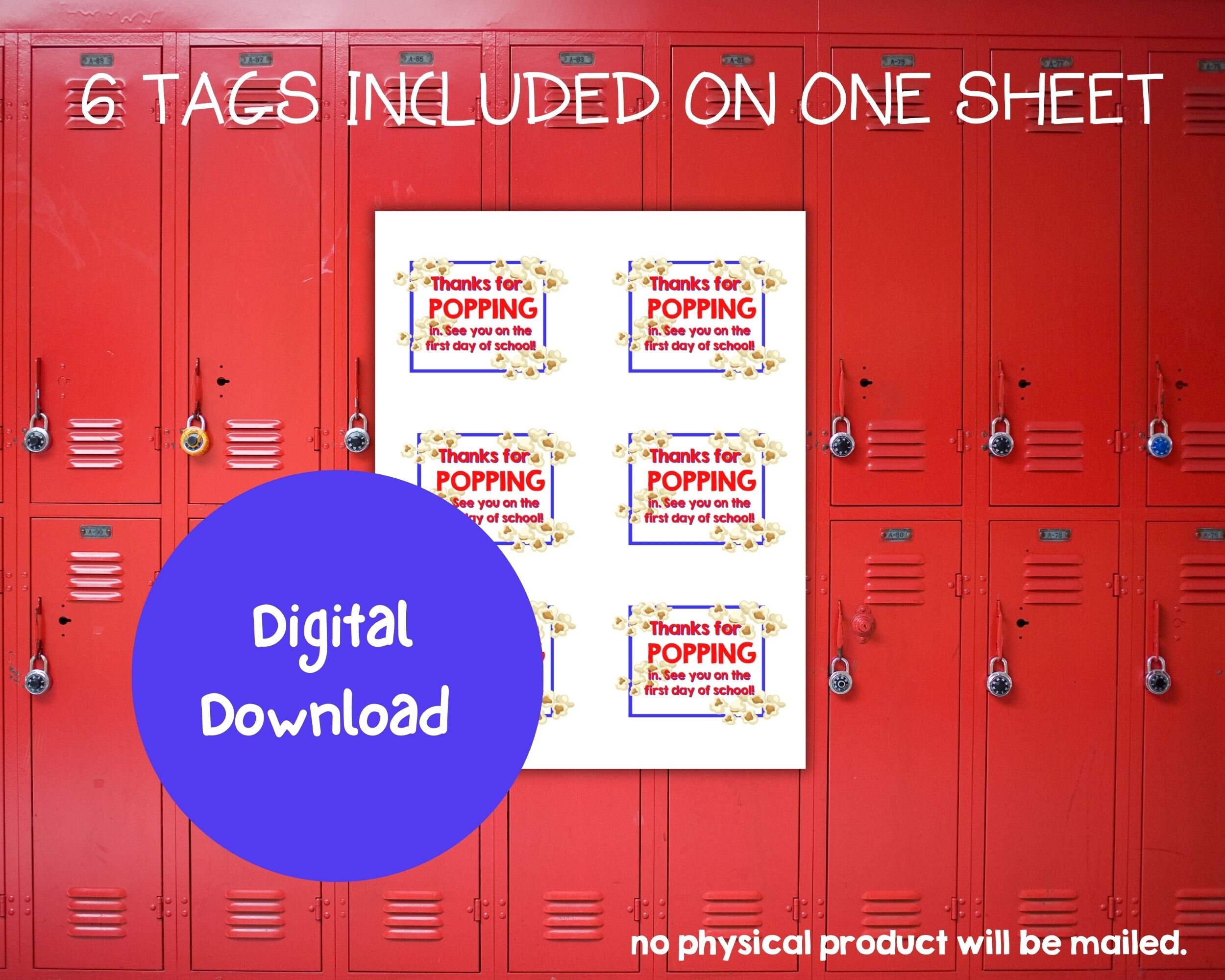Thanks for Popping in PDF Printable Back to School Tags - Etsy
