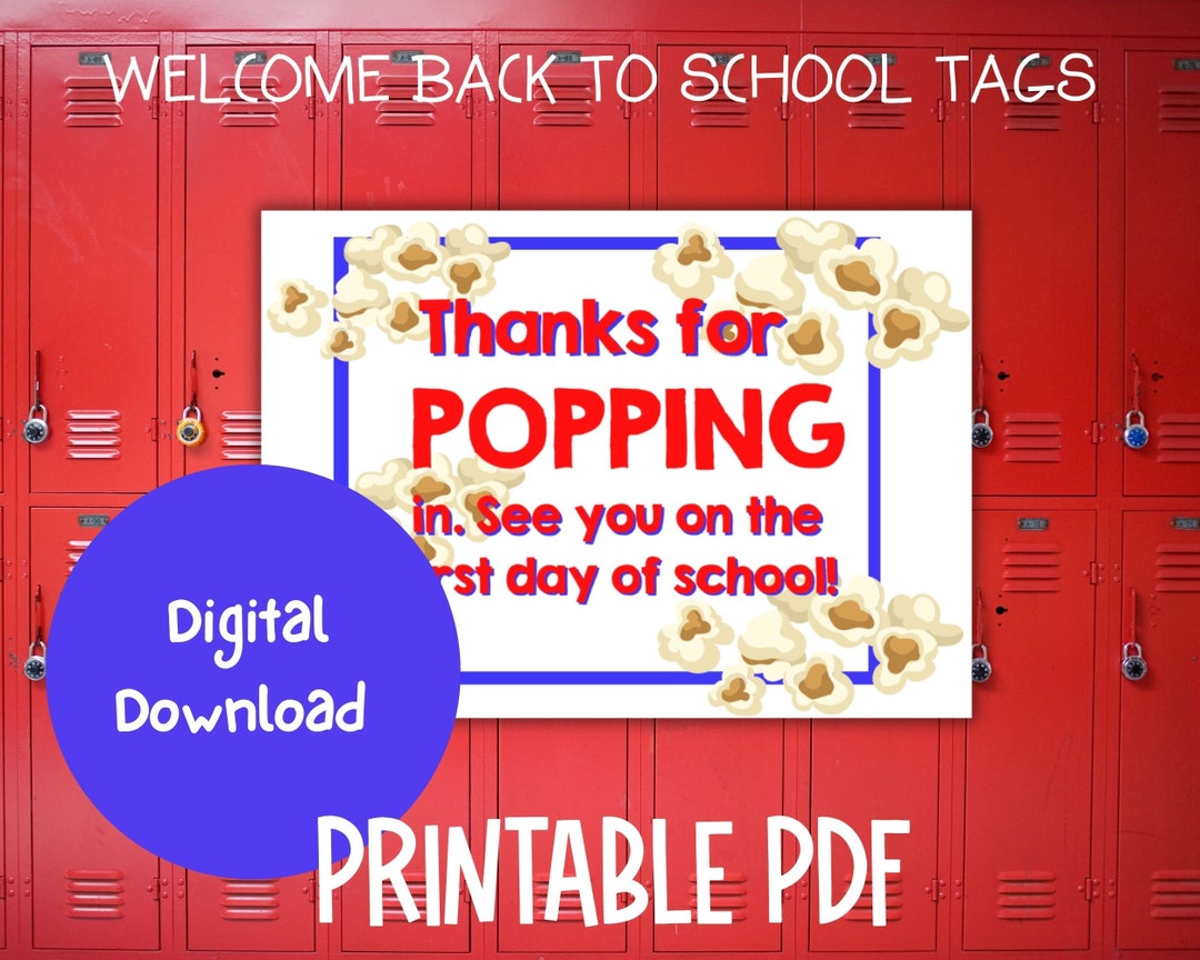 Thanks for Popping in PDF Printable Back to School Tags - Etsy