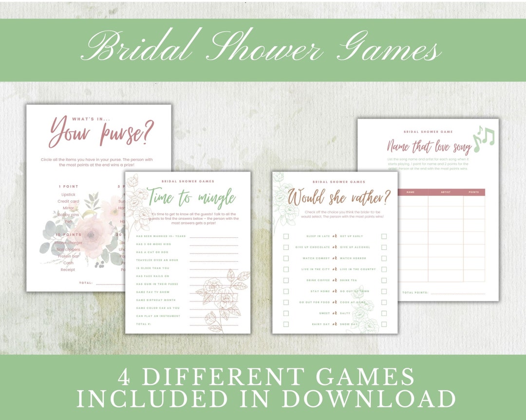 Bridal Shower Games Bundle Easy Printable Download - Etsy