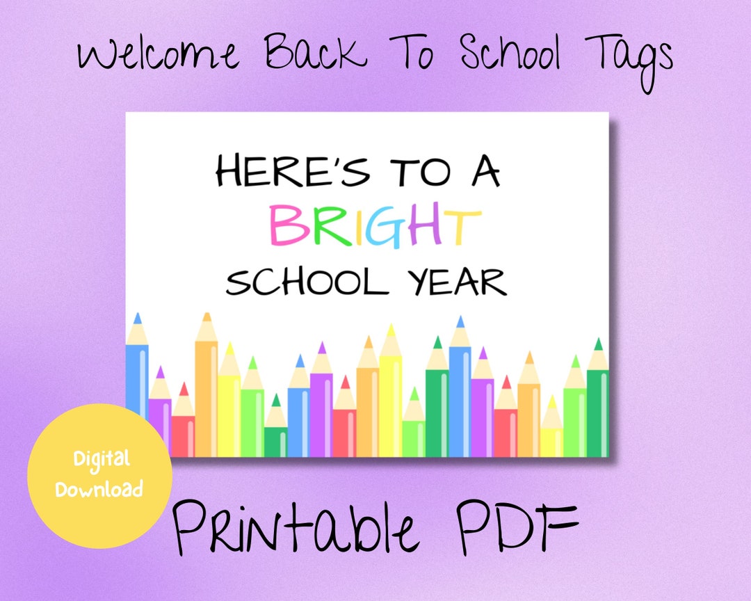 Here's to A Bright School Year Welcome Back Bright Colors PDF Printable ...