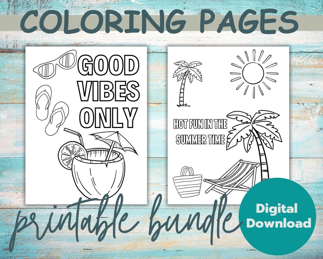 Summer Fun Coloring Pages Tropical/beach Theme Printable Pages - Etsy