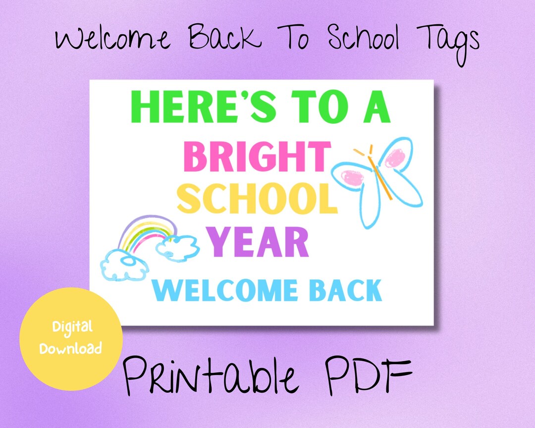 Here's to A Bright School Year Welcome Back Bright Colors PDF Printable ...