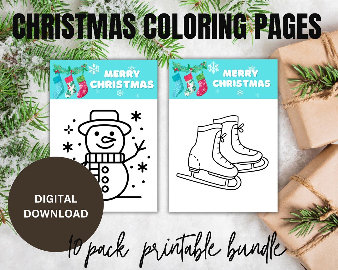 Christmas Coloring Pages Holiday Theme Printable Pages - Etsy