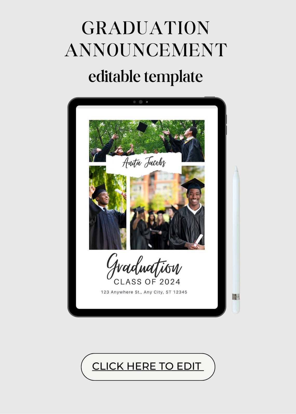 Graduation Announcement Edit & Print Canva Announcement Template - Etsy