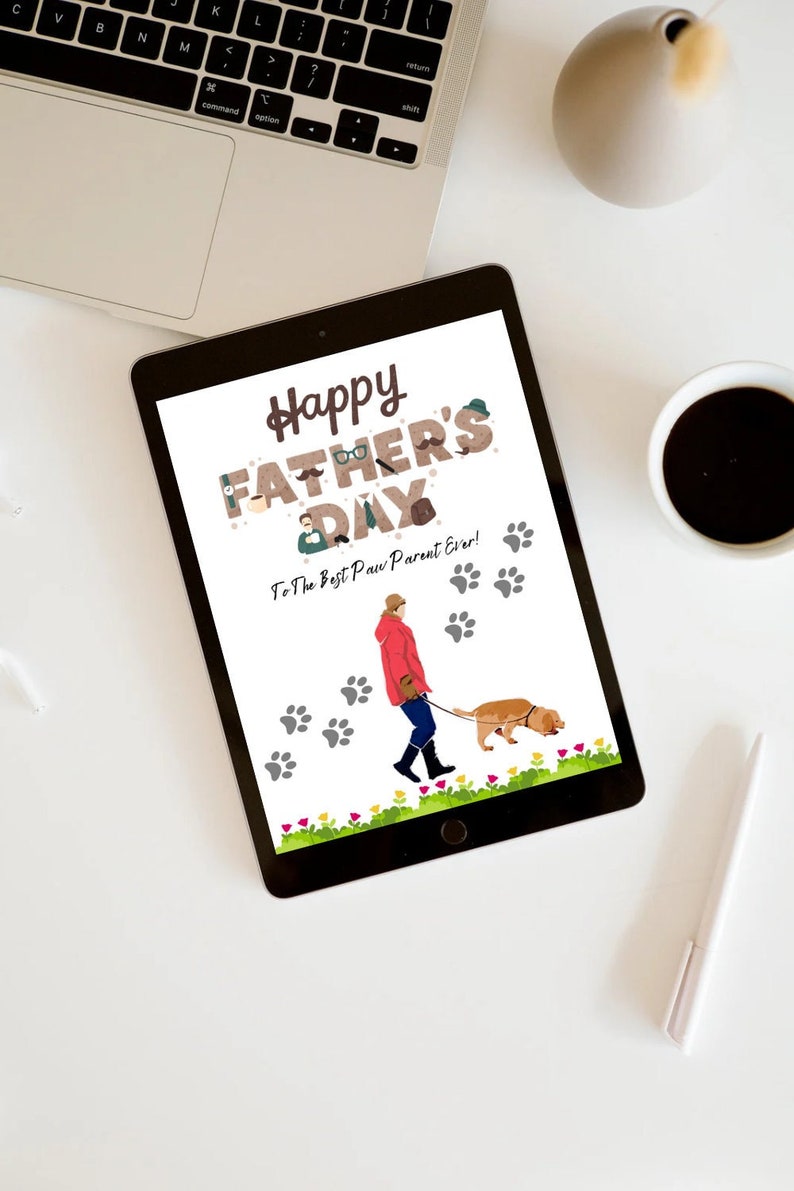 Happy Father's Day Printable Digital Card to the Best Paw - Etsy