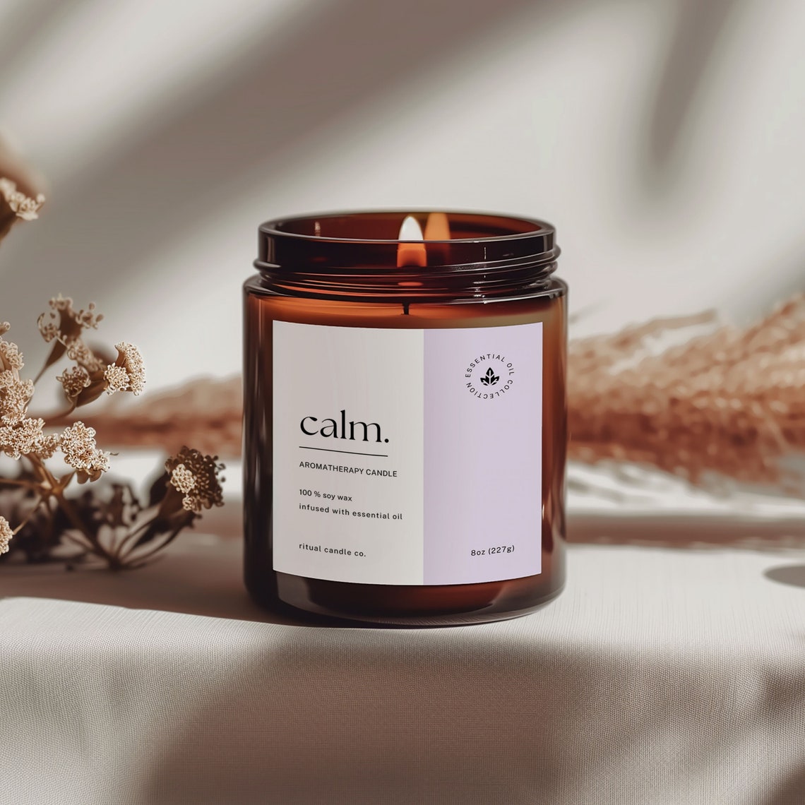 Candle Label Template for Canva, Scented Candle Label, Candle Sticker ...