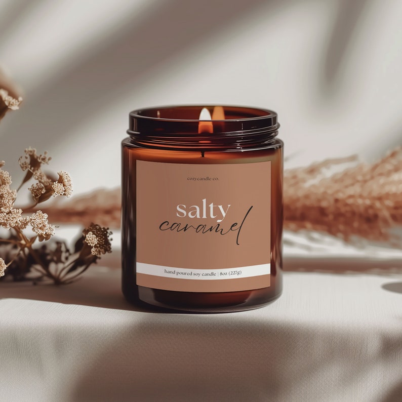 Candle Label Template Canva, Editable Candle Jar Sticker, Modern Candle ...