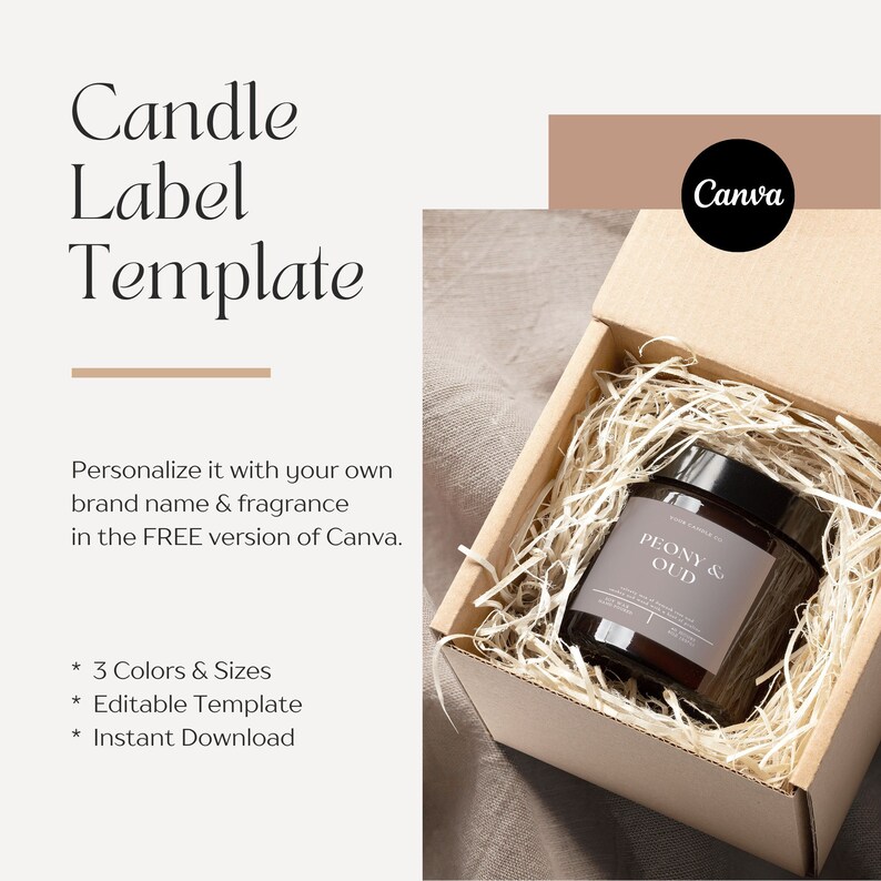 Modern Candle Label Canva Template, Editable Candle Jar Sticker ...