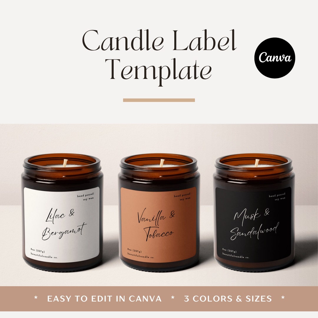 Candle Label Template for Canva, Modern Candle Label Design, Candle Jar ...