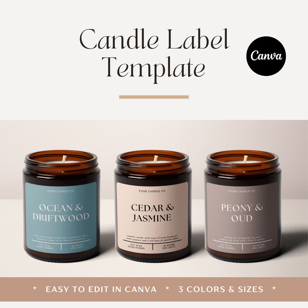Modern Candle Label Canva Template, Editable Candle Jar Sticker ...