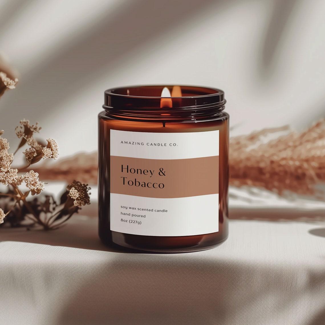 Modern Candle Label Template for Canva, Candle Jar Sticker Design ...