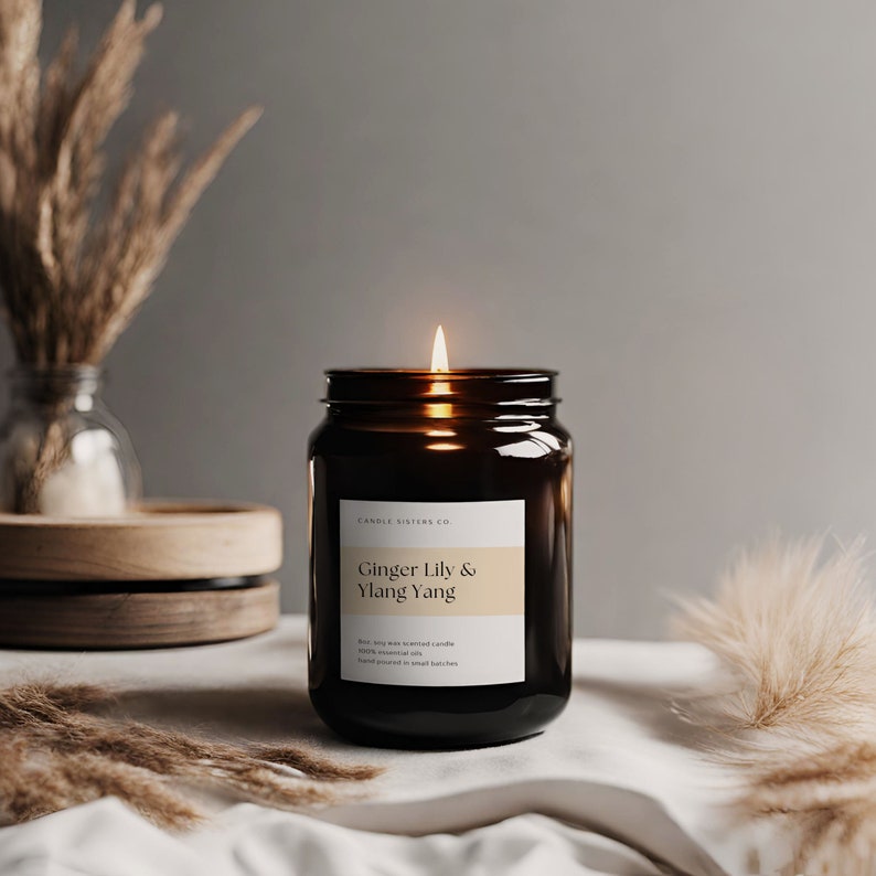 Candle Label Template for Canva, Scented Candle Label, Candle Sticker ...