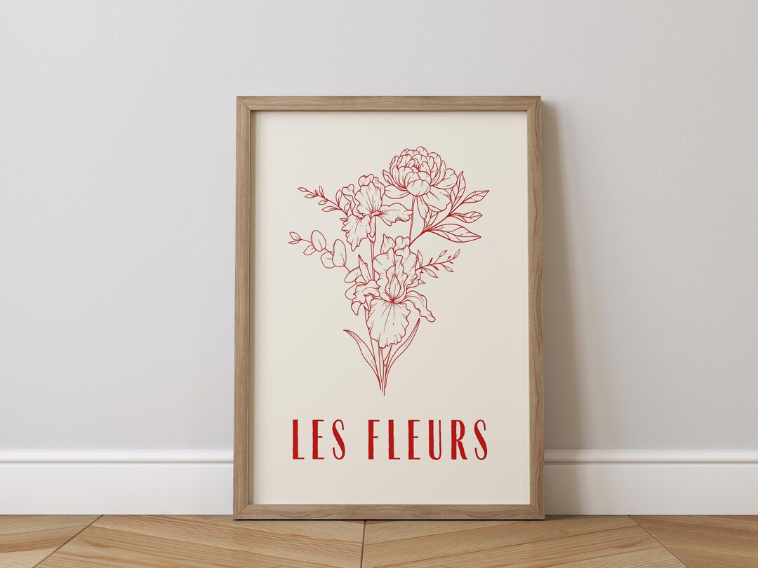 Les Fleurs Poster, Flowers Wall Art, Botanical Print, Digital Download ...