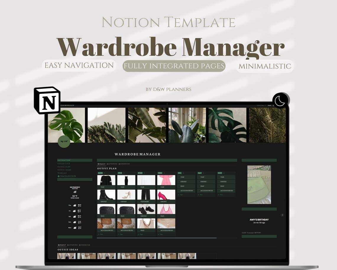 Notion Template Wardrobe Manager, Notion Outfit Planner, Wardrobe ...