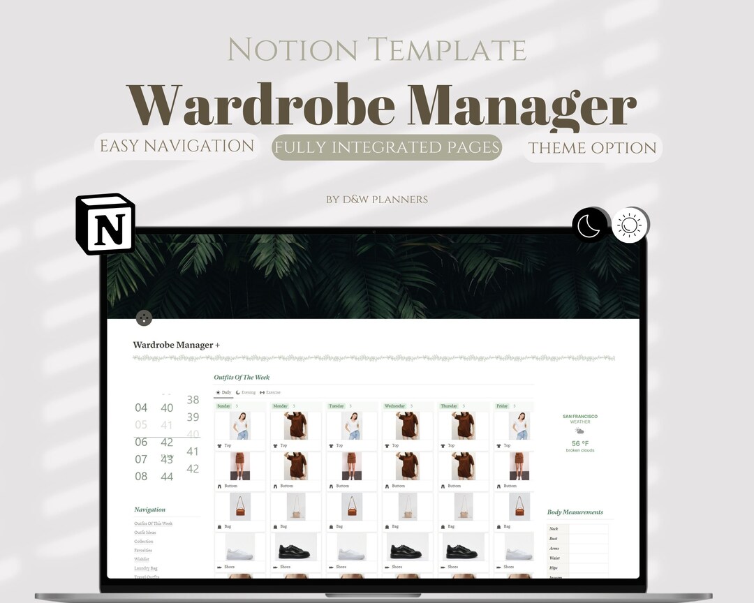 Notion Template Wardrobe Manager, Notion Outfit Planner, Wardrobe ...