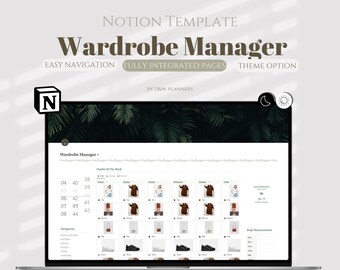 Notion Template Wardrobe Manager, Notion Outfit Planner, Wardrobe ...