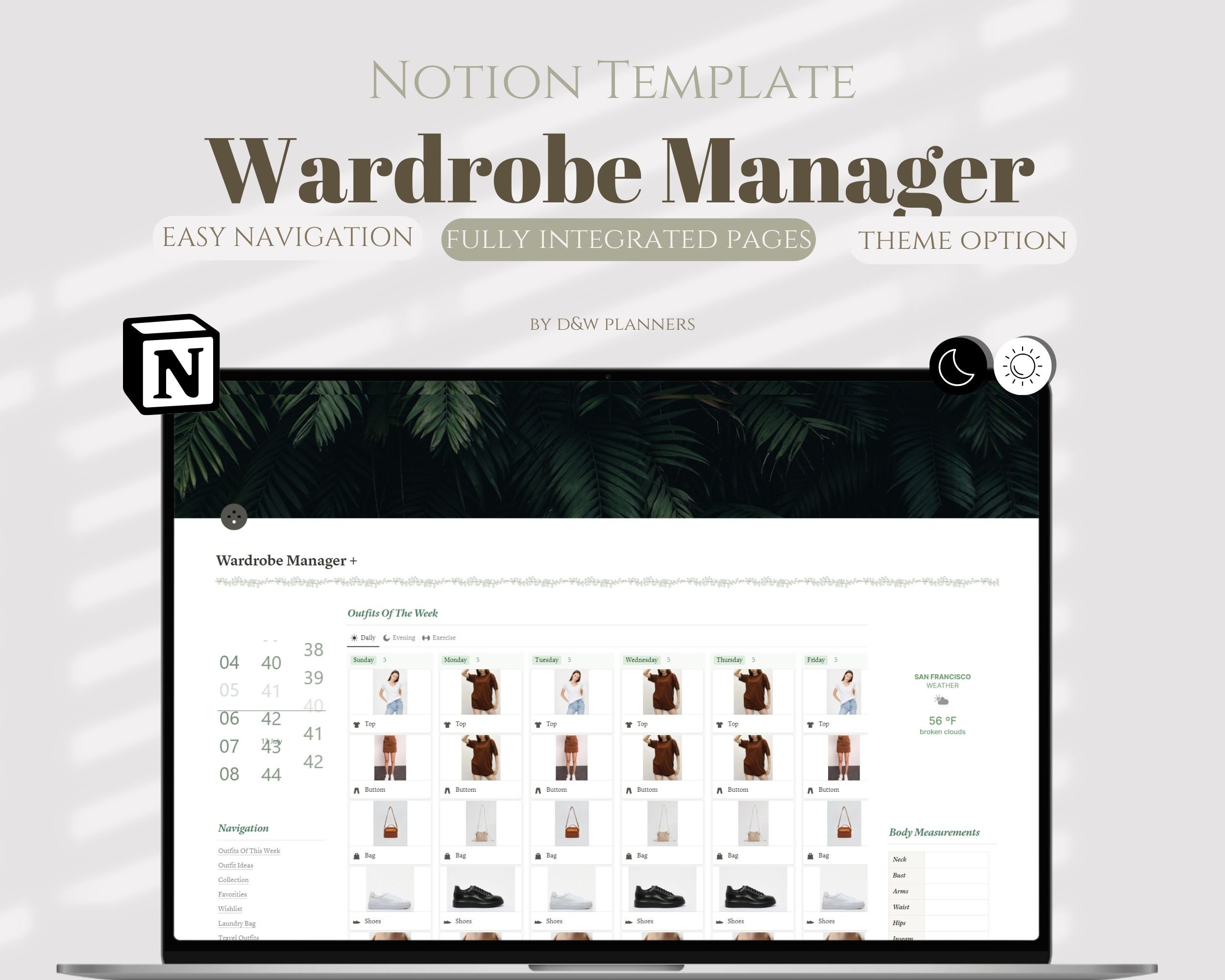 Notion Template Wardrobe Manager, Notion Outfit Planner, Wardrobe ...