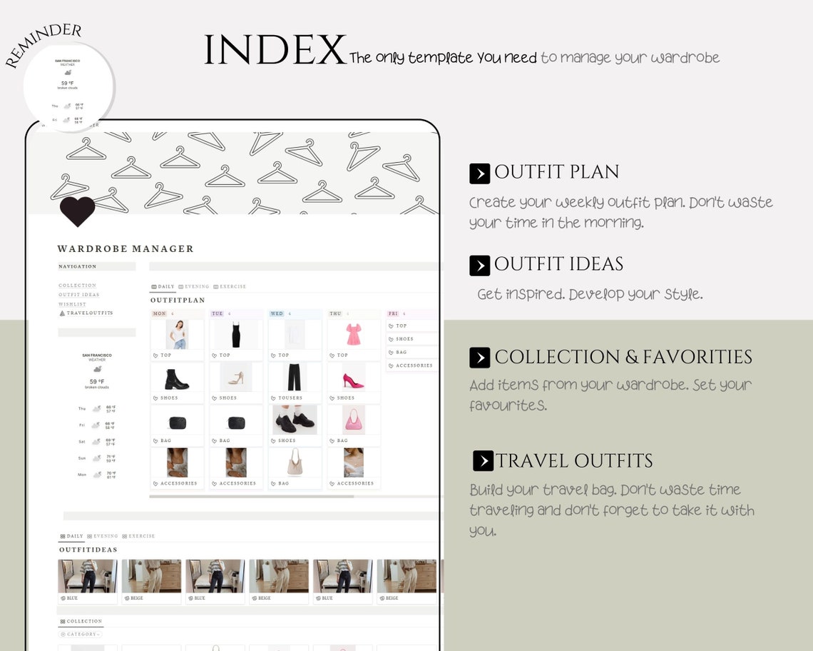 Notion Template Wardrobe Manager, Notion Outfit Planner, Wardrobe ...