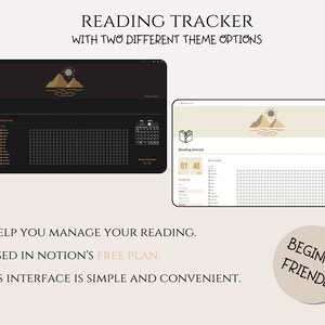 Reading Planner Notion Template ,reading Journal Dark Mode, Notion Reading Tracker, Book Tracker ...