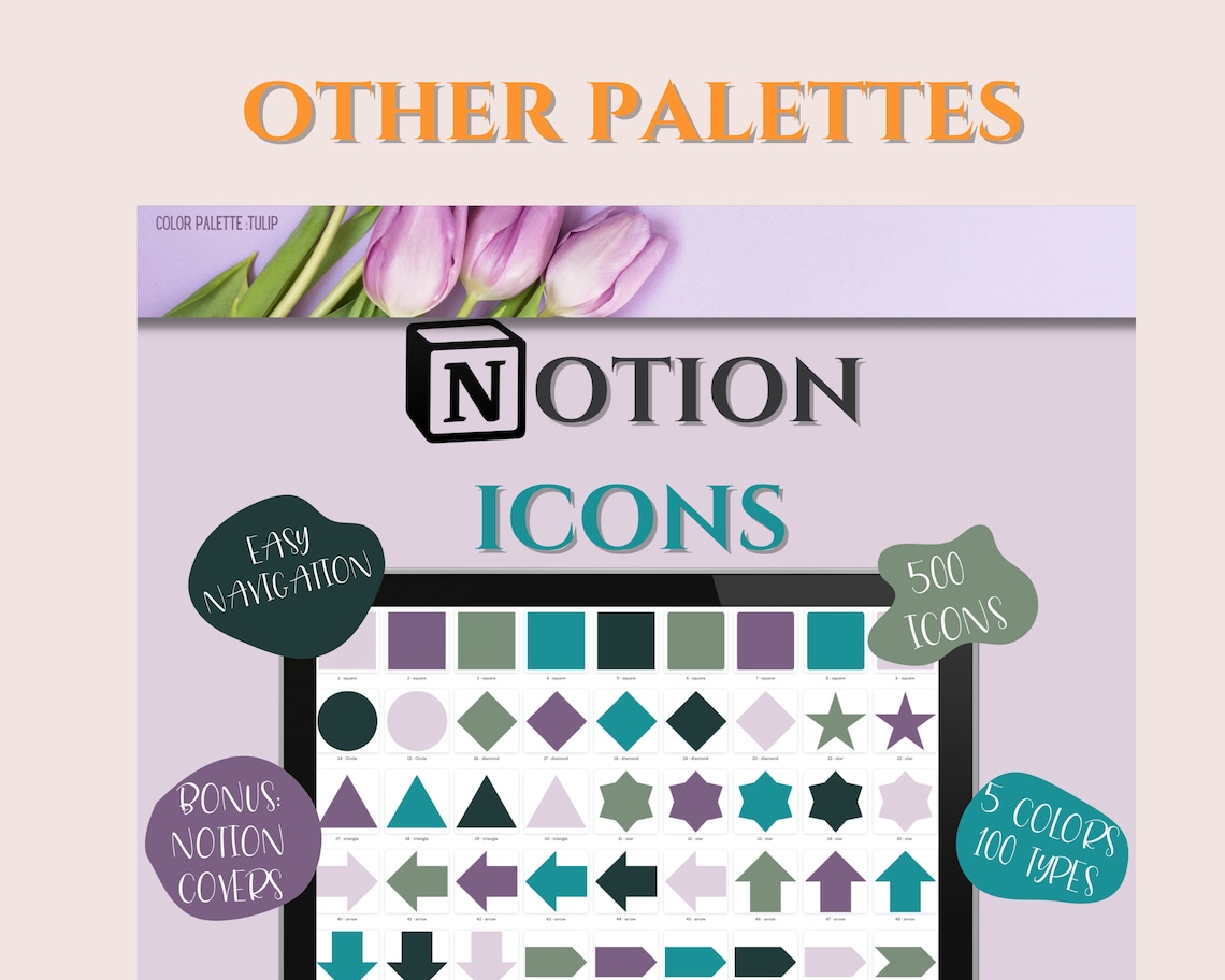 Notion Icons Grapefruit Edition Notion Template Icons - Etsy