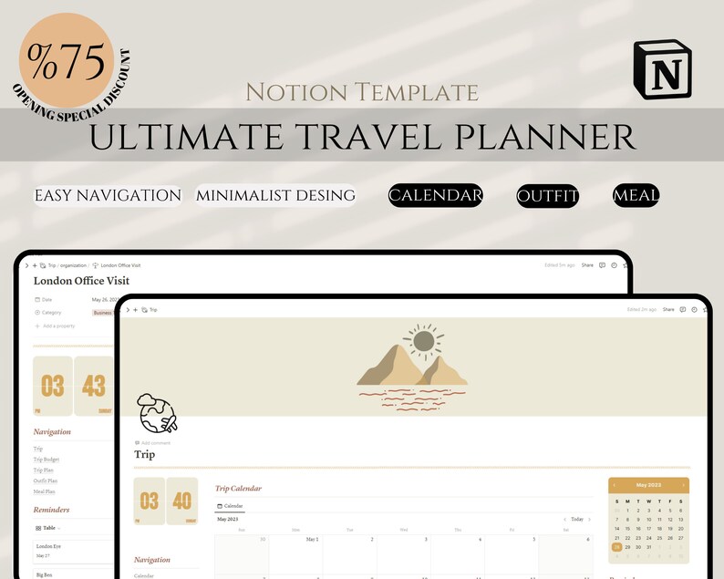 Notion Template Travel Planner Travel Journal Vacation - Etsy