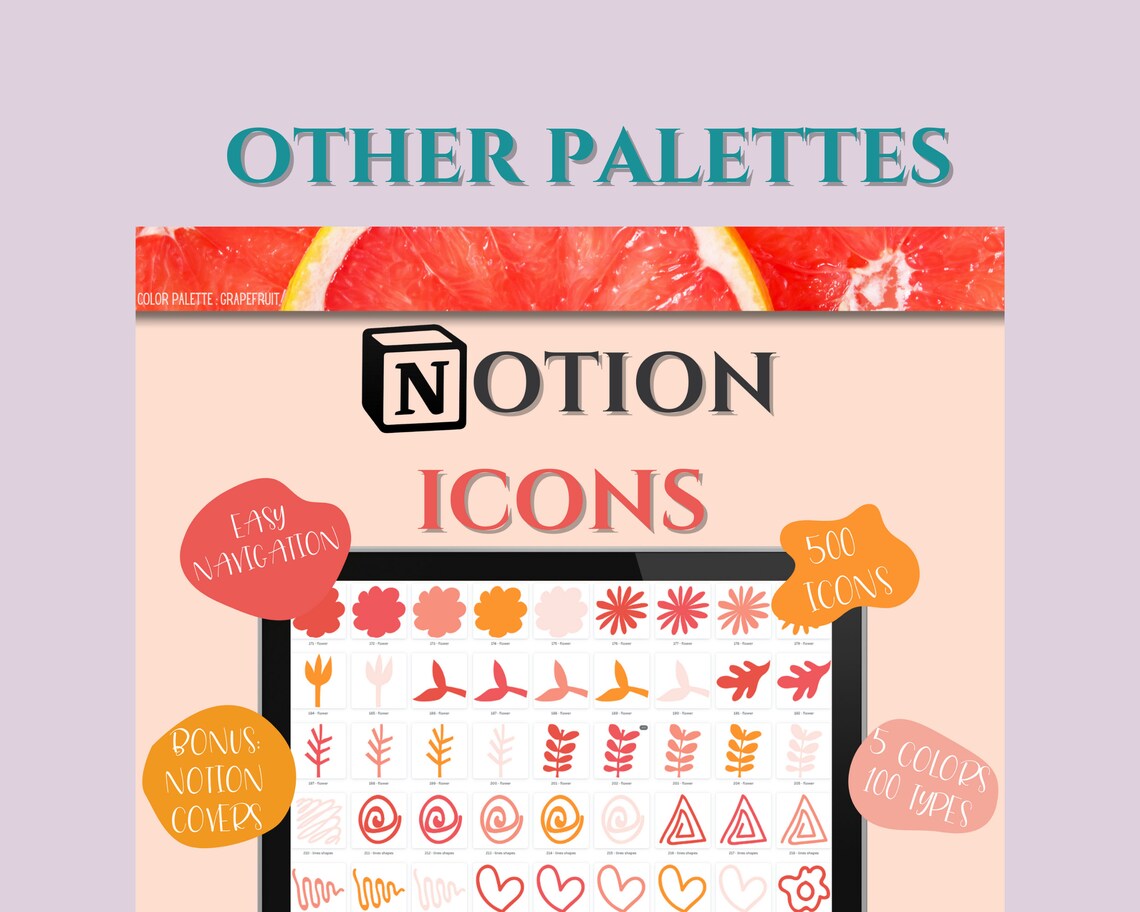Notion Icons, Tulip Edition, Notion Template Icons, Planner Icons ...