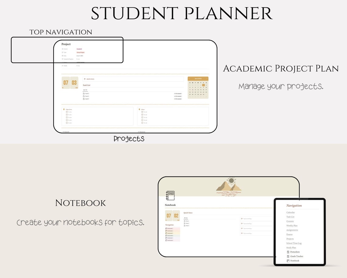 Extended Student Planner Notion Template Academic Planner Notion ...