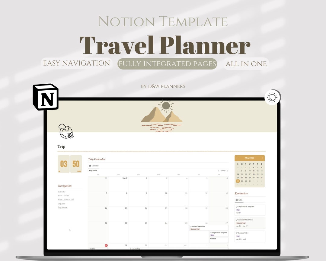 Notion Template Travel Planner, Travel Journal, Vacation Planner ...