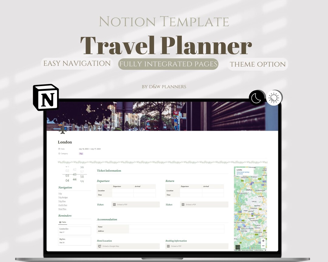 Notion Template Travel Planner, Travel Journal, Vacation Planner Holiday Planner Notion Planner ...