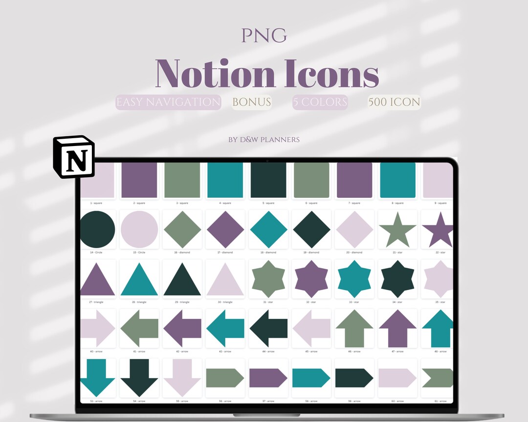 Notion Icons, Tulip Edition, Notion Template Icons, Planner Icons ...