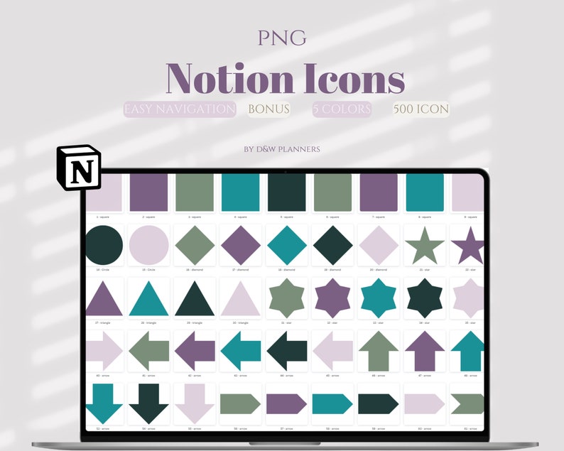 Notion Icons, Tulip Edition, Notion Template Icons, Planner Icons ...