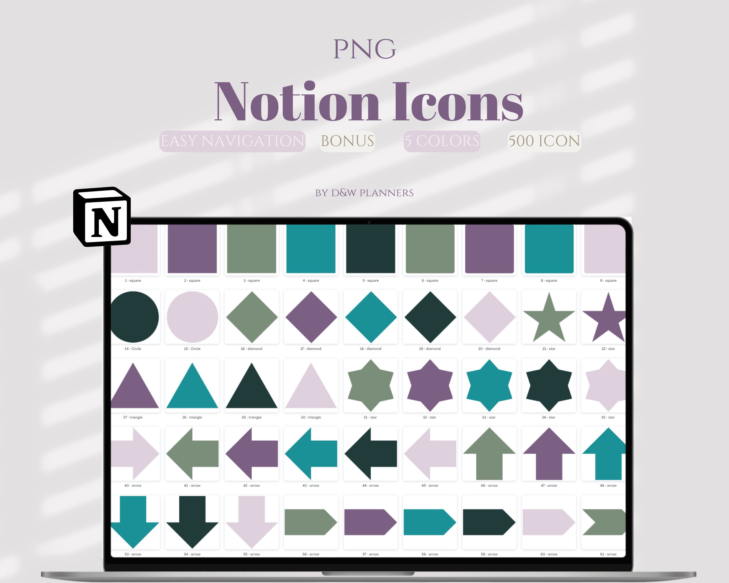 Notion Icons, Tulip Edition, Notion Template Icons, Planner Icons ...