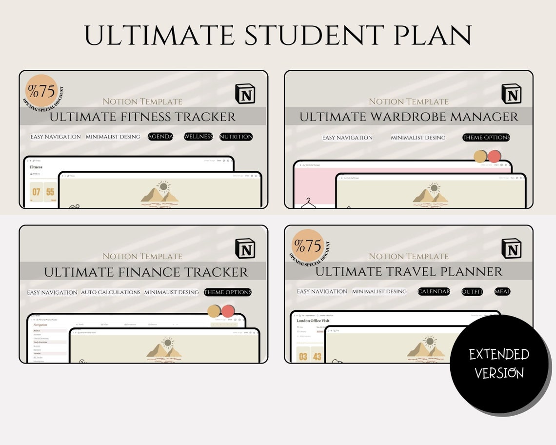 Extended Student Planner Notion Template Academic Planner Notion ...
