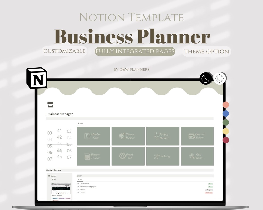 Notion Business Planner Template, Notion Template Business, Business ...