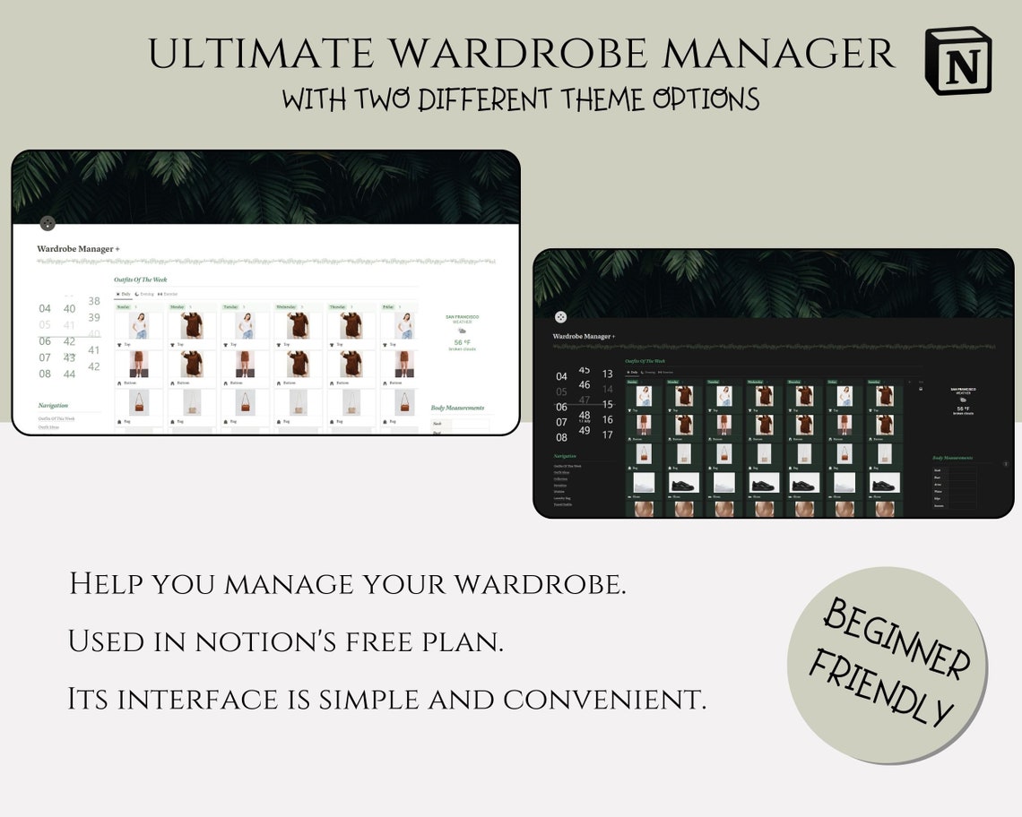 Notion Template Wardrobe Manager, Notion Outfit Planner, Wardrobe ...