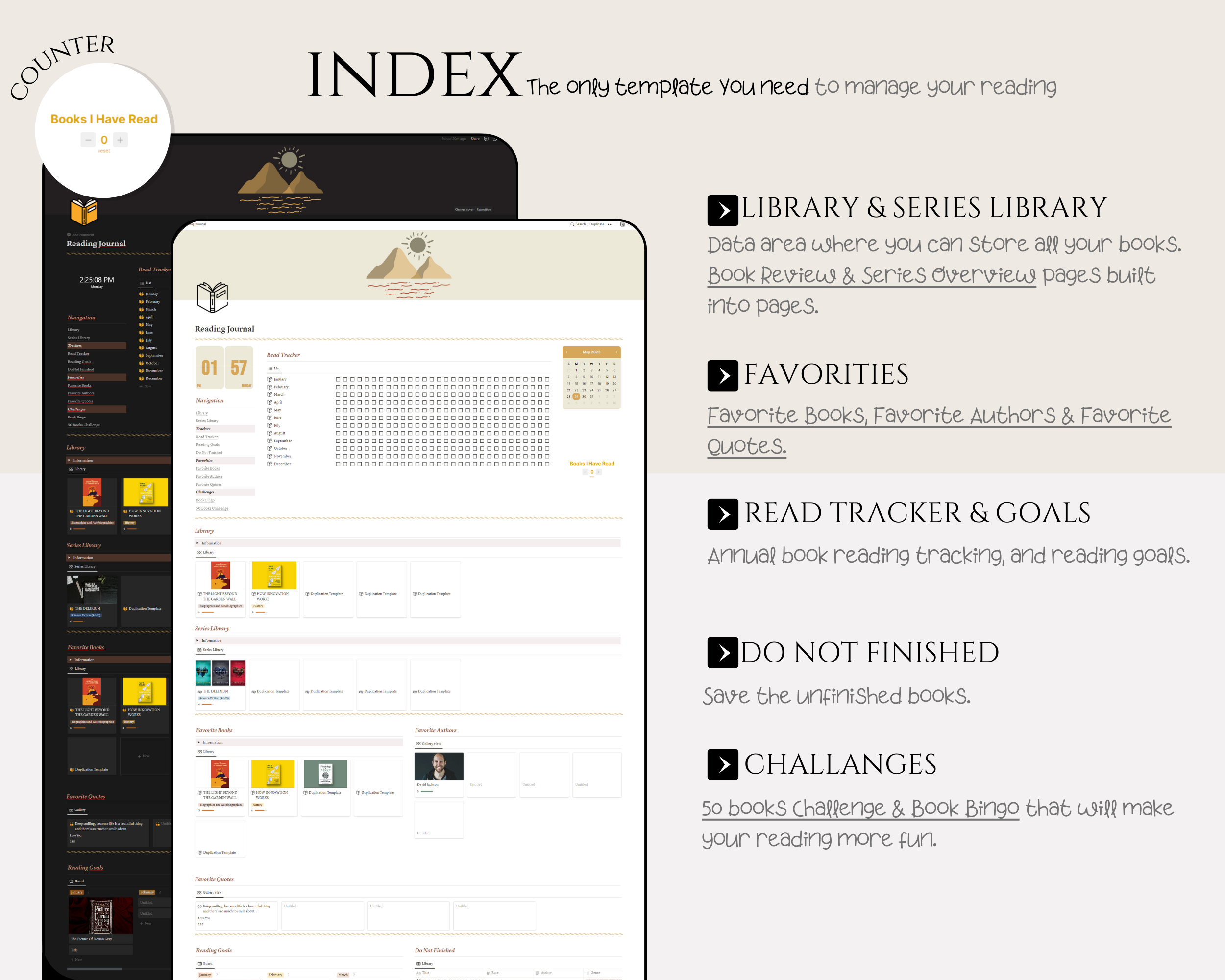 Reading Planner Notion Template ,reading Journal Dark Mode, Notion ...