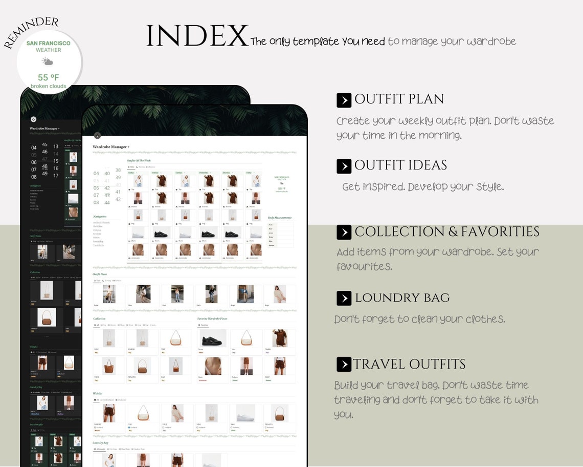 Notion Template Wardrobe Manager, Notion Outfit Planner, Wardrobe ...