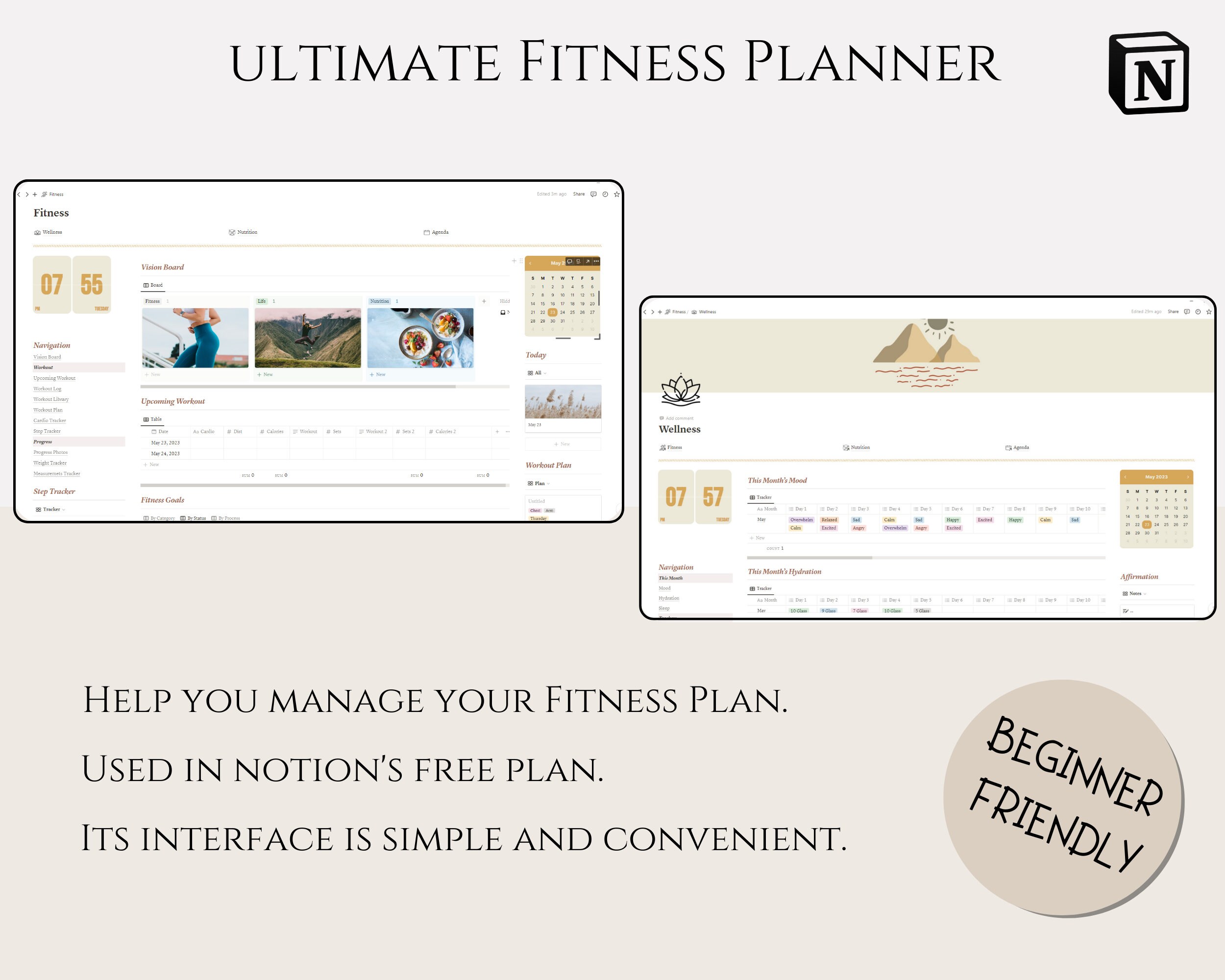 Notion Template Fitness Planner Weight Loss Planner Gym Journal ...