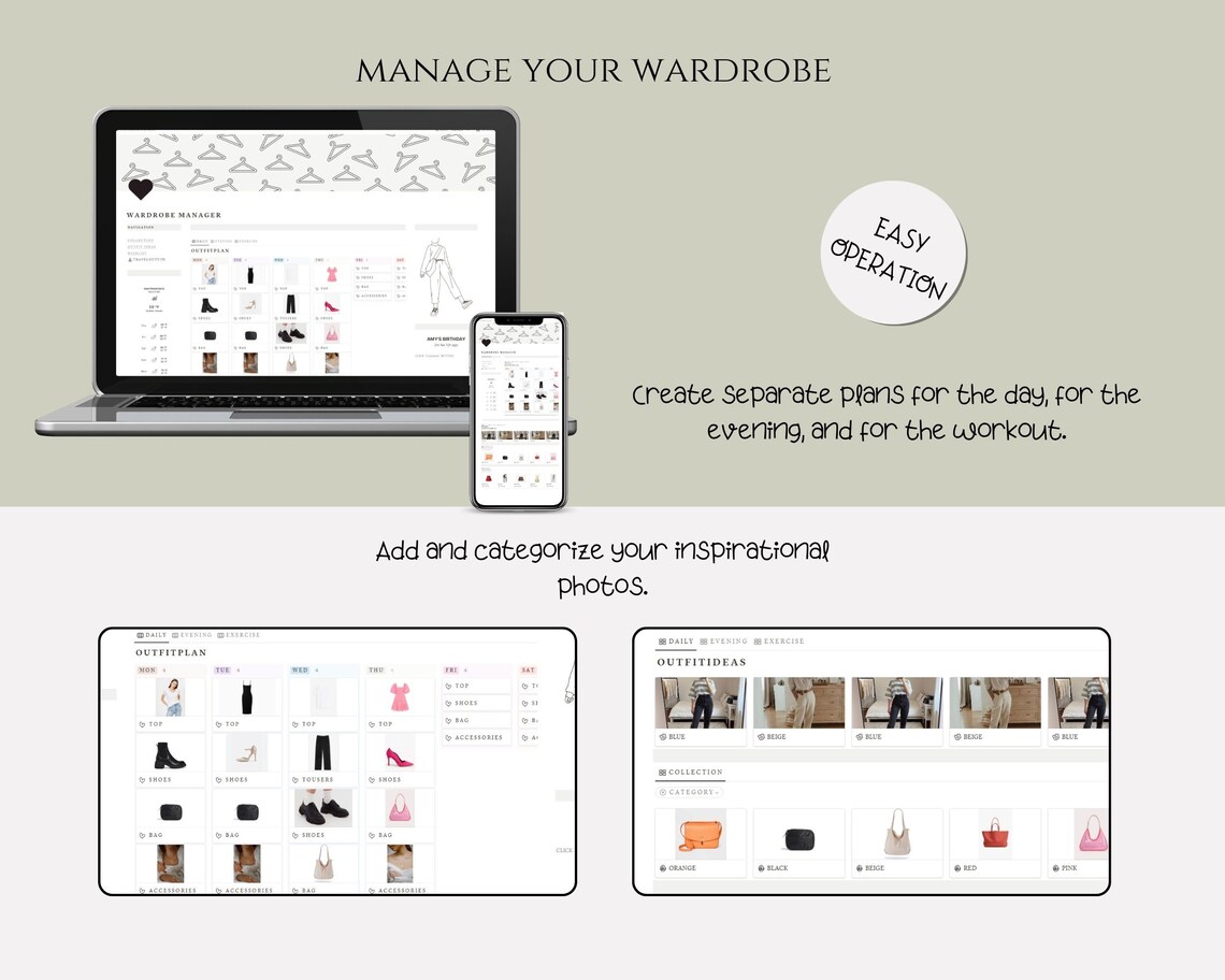 Notion Template Wardrobe Manager, Notion Outfit Planner, Wardrobe ...