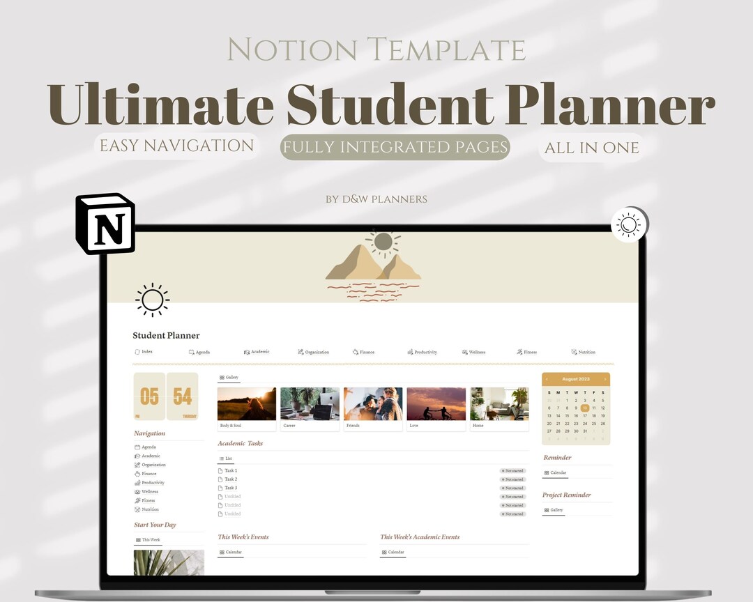 Extended Student Planner Notion Template Academic Planner Notion ...