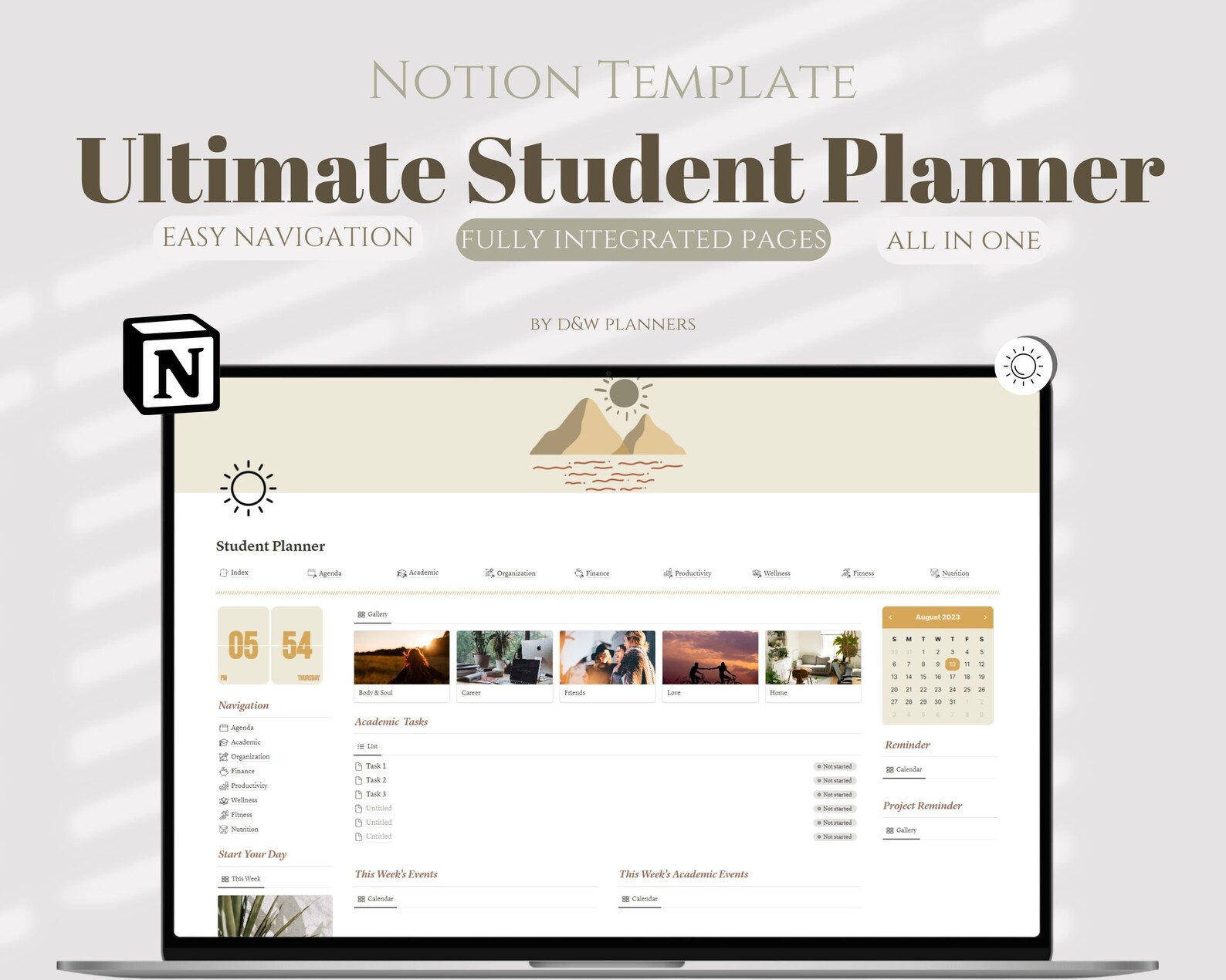 Extended Student Planner Notion Template Academic Planner Notion ...