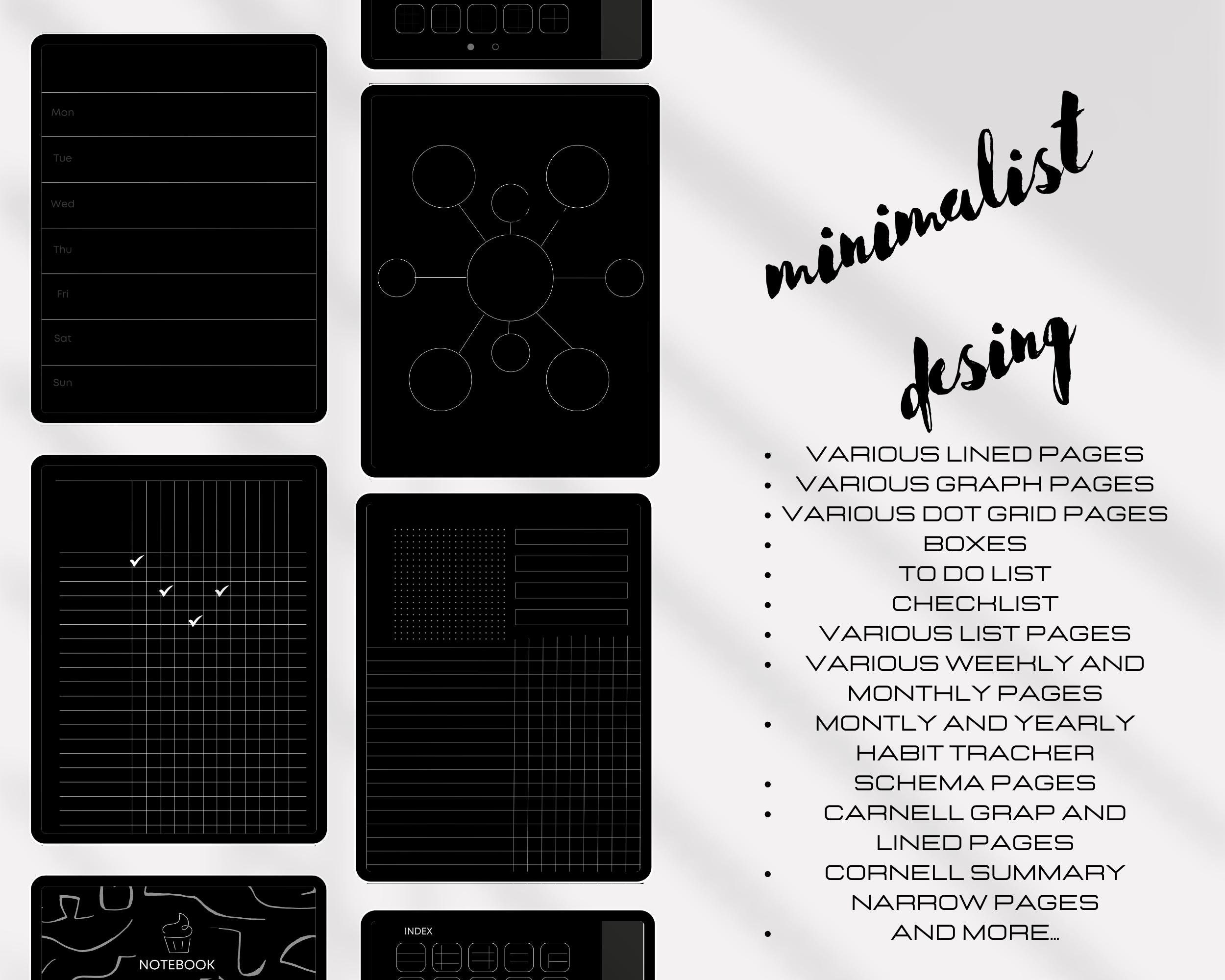 Digital Note Paper Dark Mode, Digital Notes, Note Paper, Lined, Grid ...