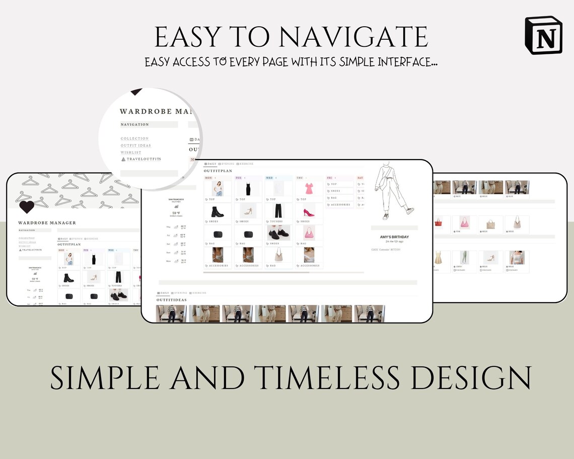 Notion Template Wardrobe Manager, Notion Outfit Planner, Wardrobe ...