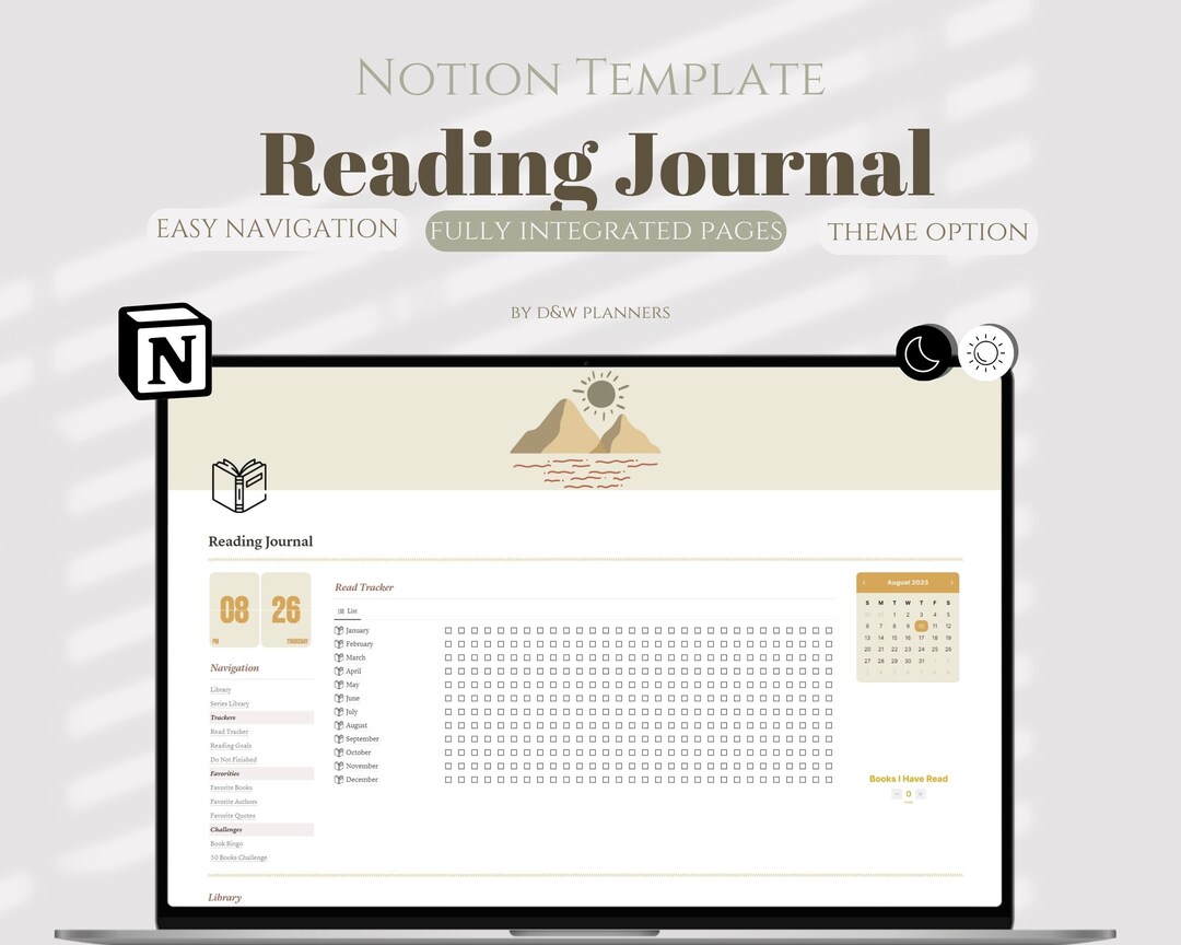 Reading Planner Notion Template ,reading Journal Dark Mode, Notion Reading Tracker, Book Tracker ...