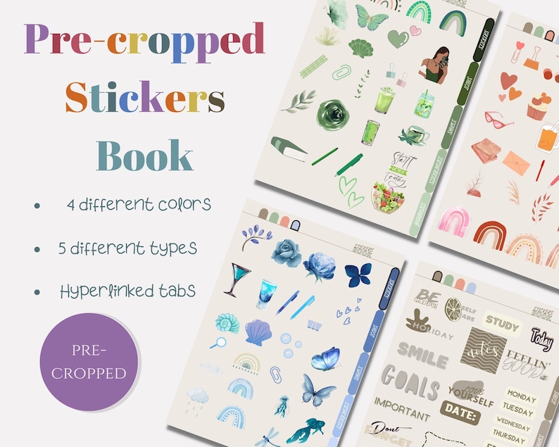 500+ Pre-cropped Digital Planner Stickers, Digital Stickers Book Foor ...