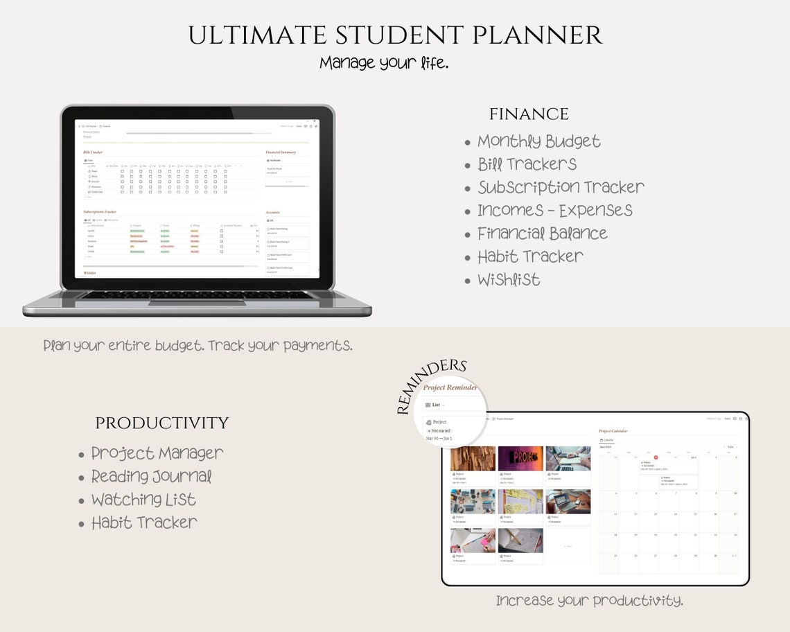 Extended Student Planner Notion Template Academic Planner Notion ...