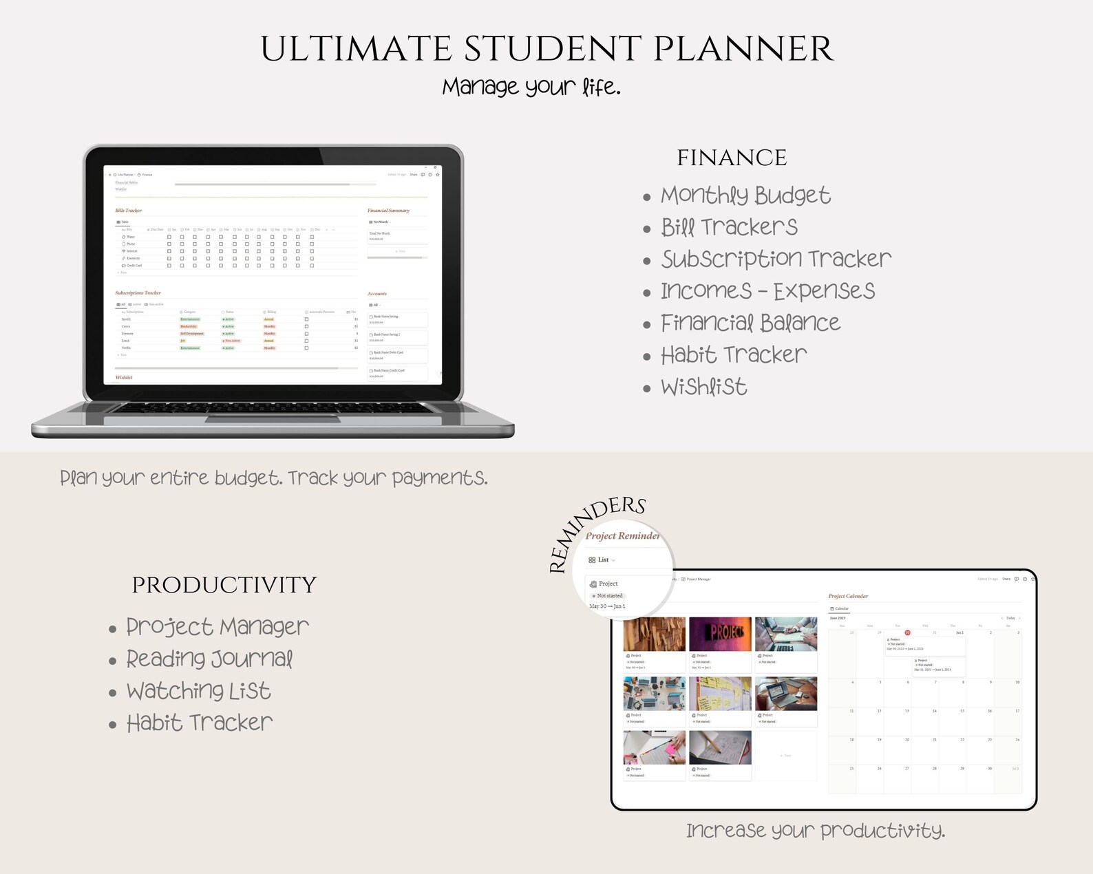 Extended Student Planner Notion Template Academic Planner Notion ...