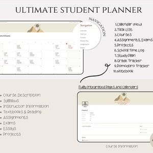 Extended Student Planner Notion Template Academic Planner Notion ...