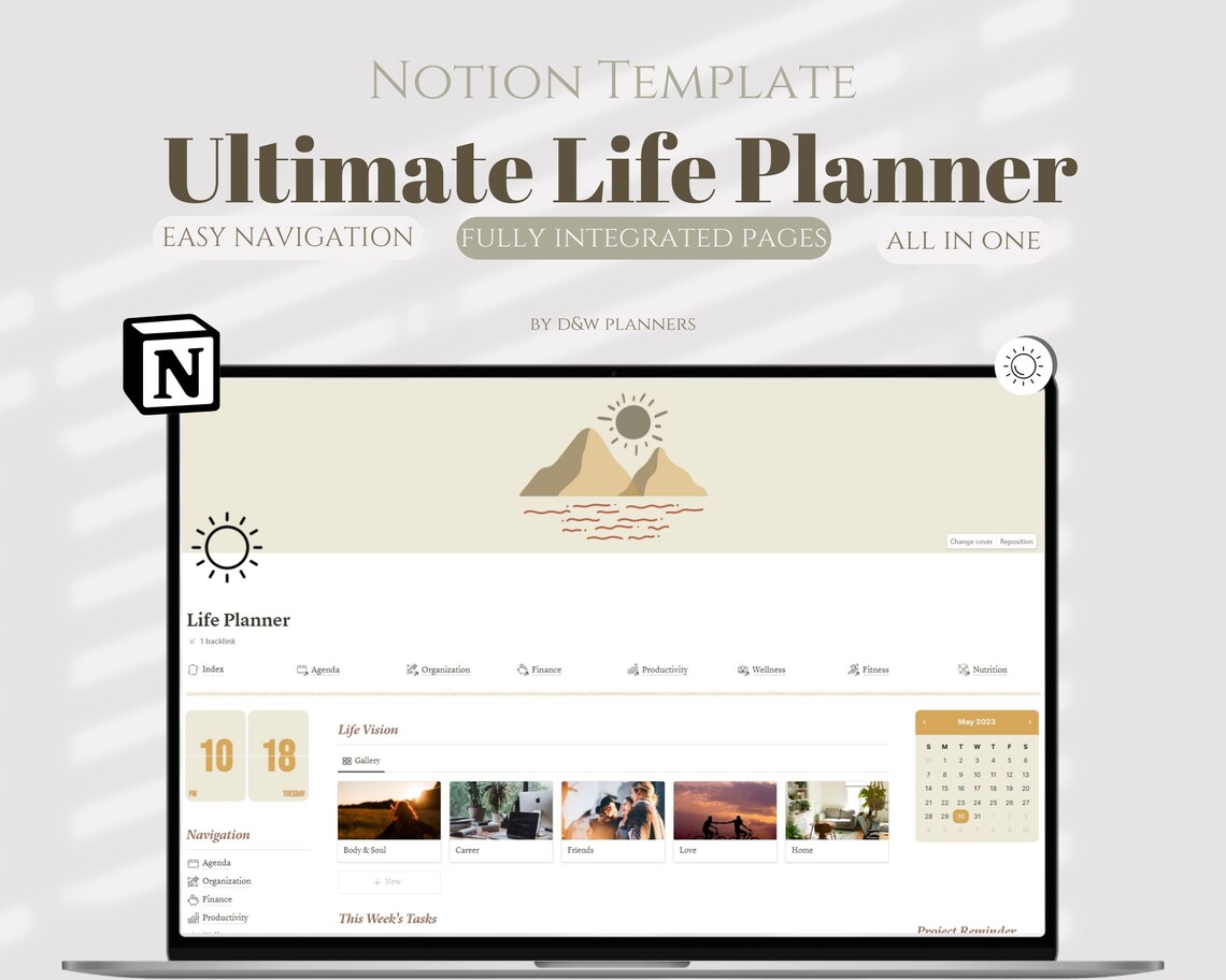 Notion Template Ultimate Life Planner All in One Template - Etsy