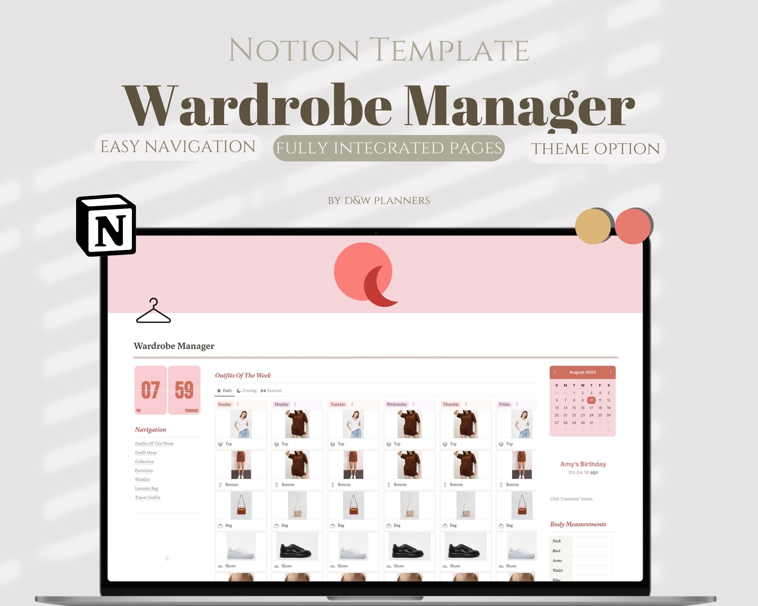 Notion Template Wardrobe Manager, Notion Outfit Planner, Wardrobe Manager Notion Dashboard ...